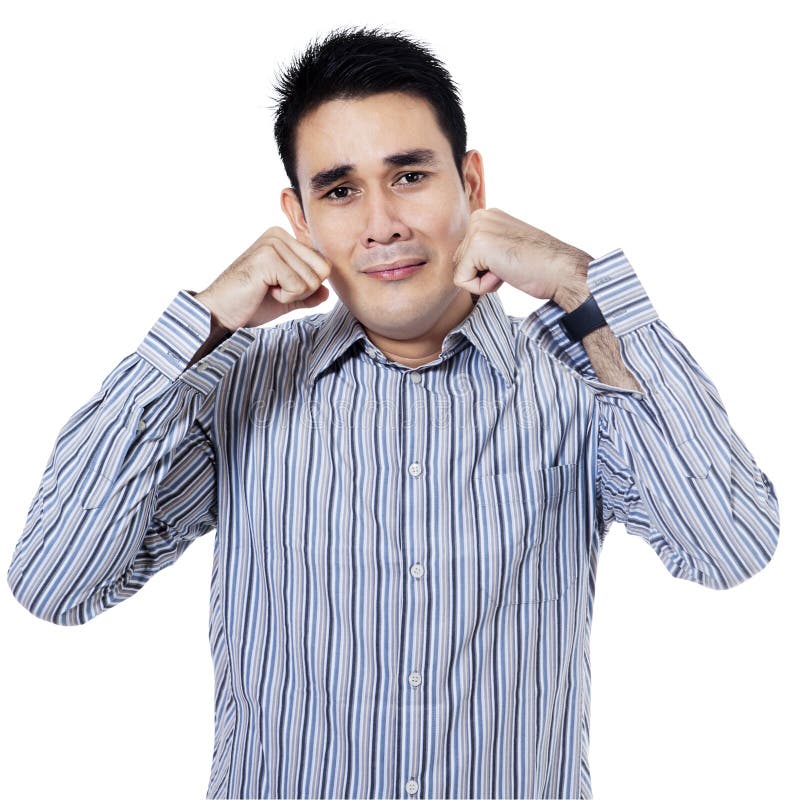 Man Crying Isolated on White Stock Photo - Image of person, angry: 36672424