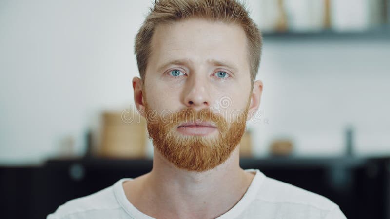 Crying Tears in Eyes of Depressed Ginger Man Stock Video - Video of ...