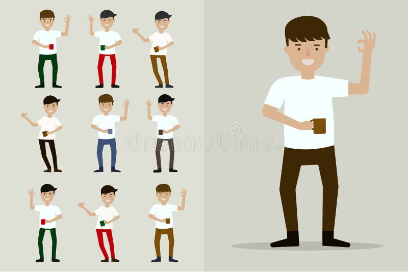 Man with cup of coffee stock vector. Illustration of time - 94527375