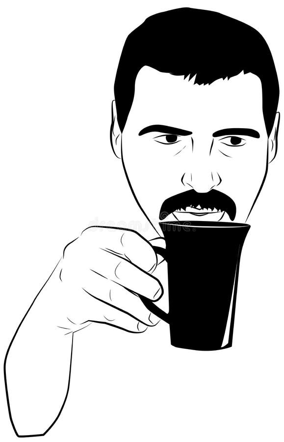 Man with cup in hand stock vector. Illustration of drawn - 33277990