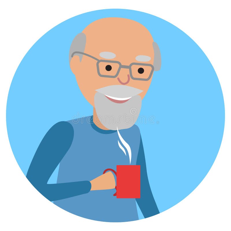 Man with Cup in His Hand Drinking Hot Coffee. Vector Illustration Icon ...