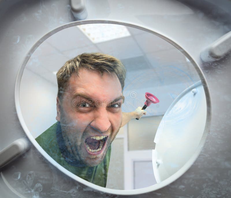 Man with cup plunger stock photo. Image of toilet, household - 71812240