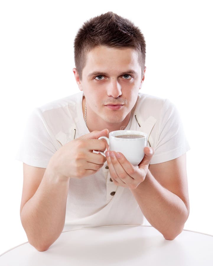 Man with cup of tea stock image. Image of cheerful, morning - 19390293