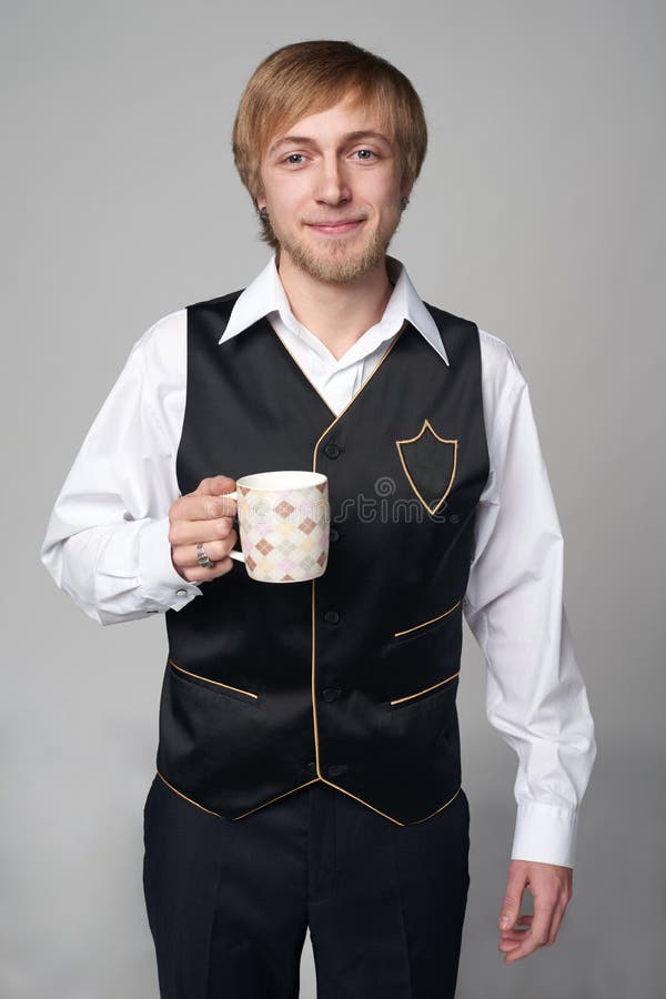 Man with cup of tea stock photo. Image of fashion, friendly - 51576298