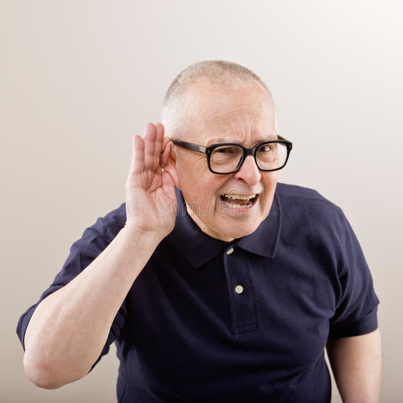 Man cupping his ear stock photo. Image of hearing, adult - 6599344