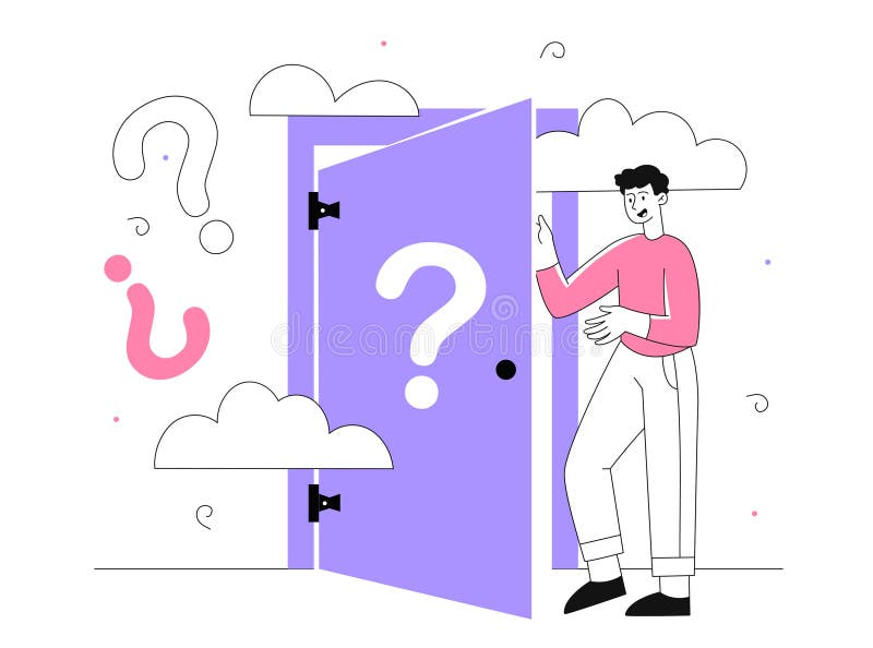 Man with Curiosity Vector Line Concept Stock Vector - Illustration of ...