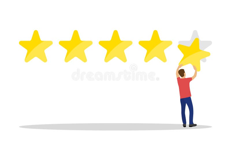 Man Customer Giving Five Star Rating. Customer Review. Feedback Stock ...