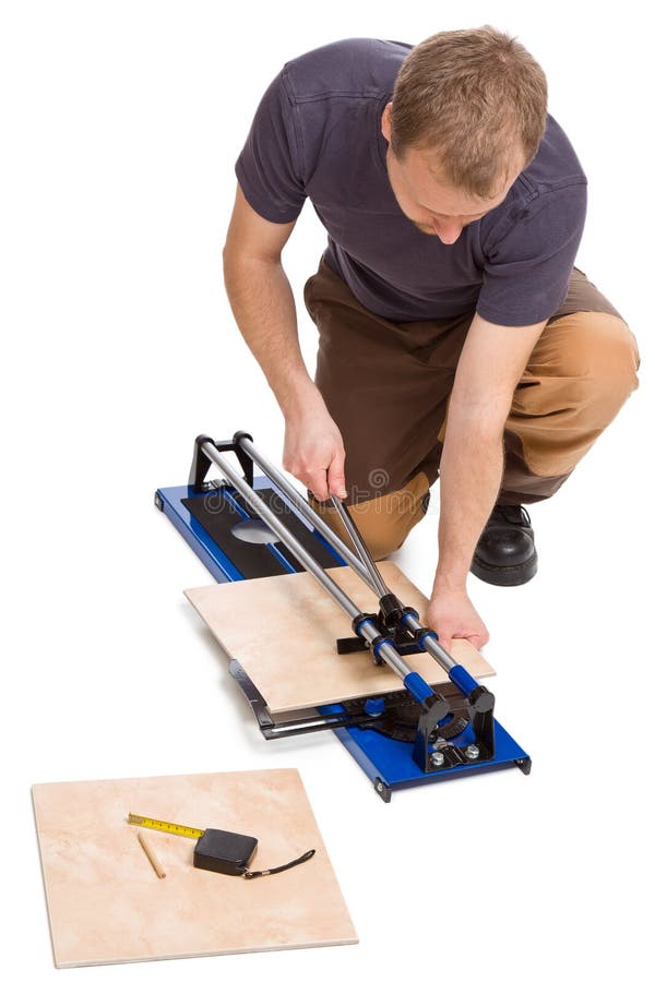 Man cut tiles stock photo. Image of professional, cutter - 19130872