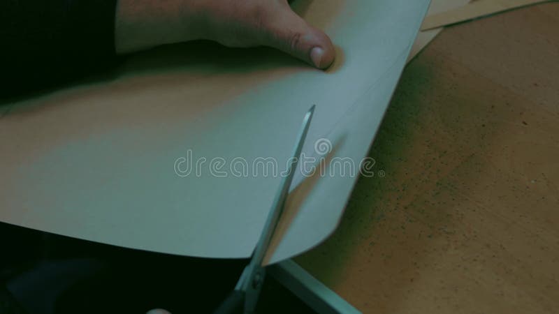 The Man Cuts the Sewing Machine with Scissors Stock Video - Video of ...