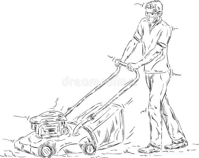 Cutting grass stock vector. Illustration of care, draw - 30176414