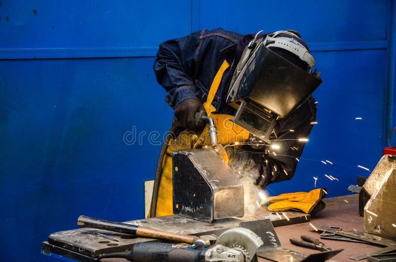 Man cutting iron stock photo. Image of technology, metal - 109420844