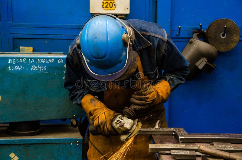 Man cutting iron stock photo. Image of technology, metal - 109420844