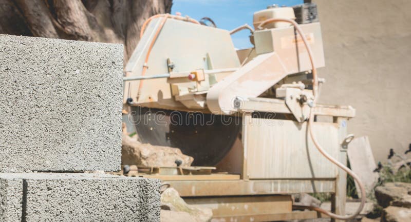 Man Cutting a Stone with a Water Saw Stock Image - Image of industrial ...