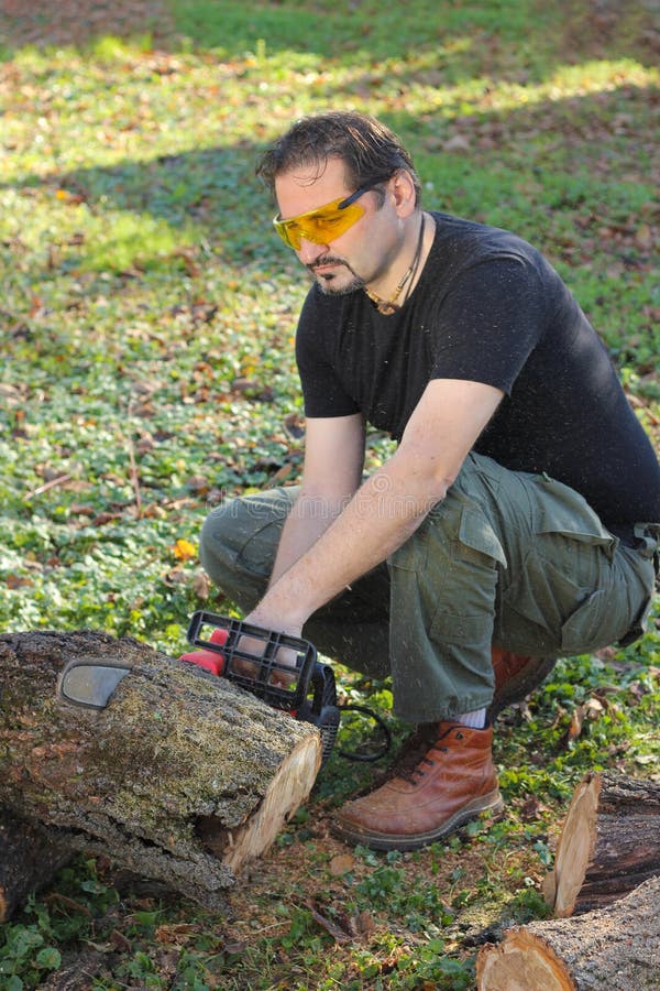 Man cutting wood stock image. Image of lumberer, busy - 22026733