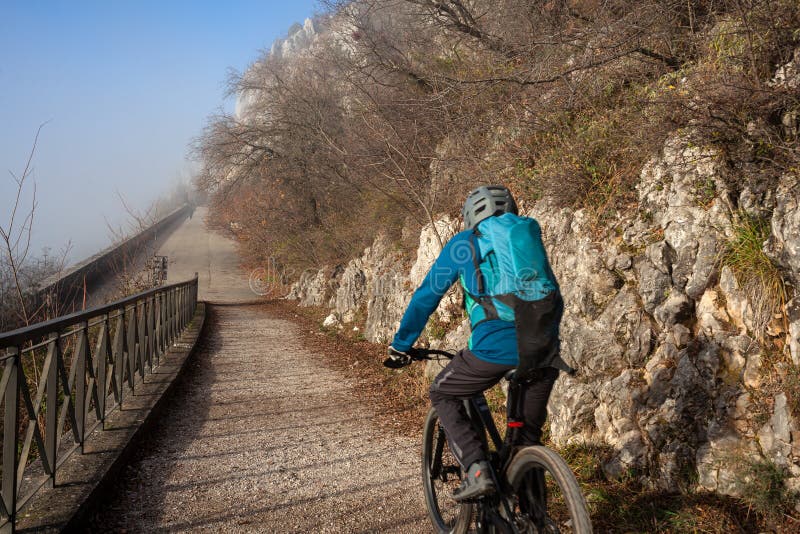Man cycling on bike path stock image. Image of cycle - 258255697