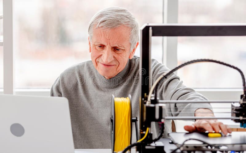 Man with 3D printer stock photo. Image of learning, project - 251610524