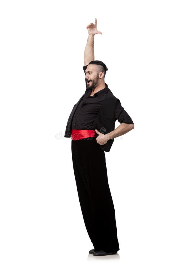 The Man Dancer Dancing Spanish Dances Isolated on White Stock Photo ...