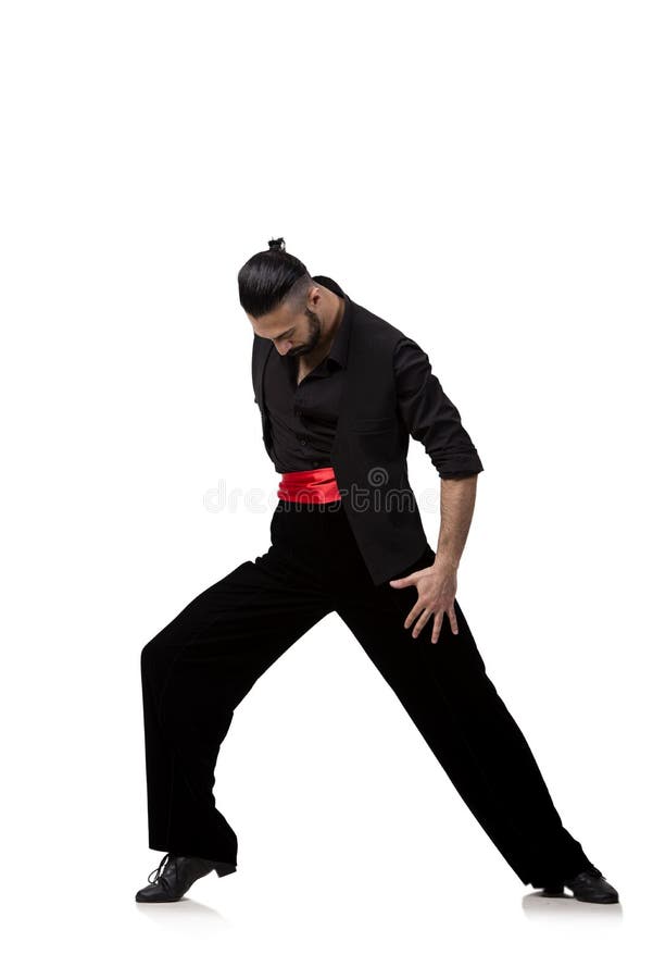 The Man Dancer Dancing Spanish Dances Isolated on White Stock Image ...