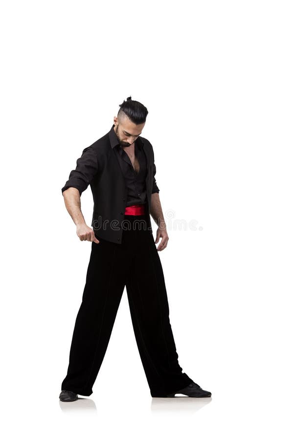 The Man Dancer Dancing Spanish Dances Isolated on White Stock Image ...