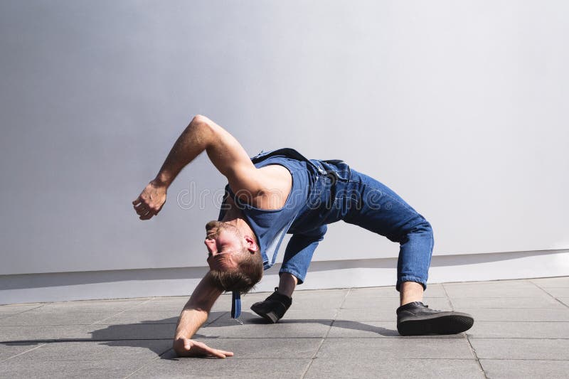 Man Dancing Modern Dance Using Bridge Pose Stock Image - Image of ...