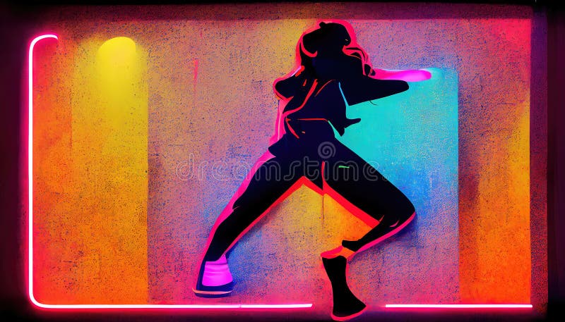 A Man Dancing Hip Hop, Abstract Neon Illustration, Ai Generated Image ...