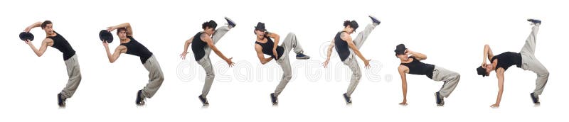 The Man Dancing Isolated on the White Stock Image - Image of dancing ...