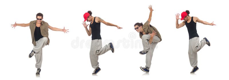 The Man Dancing Isolated on the White Stock Photo - Image of freestyle ...