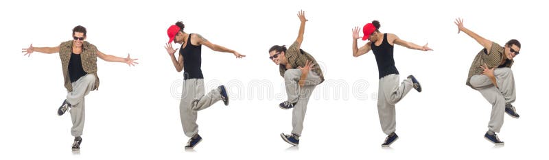 The Man Dancing Isolated on the White Stock Image - Image of activity ...