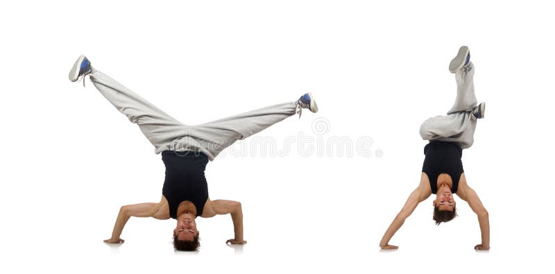 The Man Dancing Isolated on the White Stock Photo - Image of freestyle ...