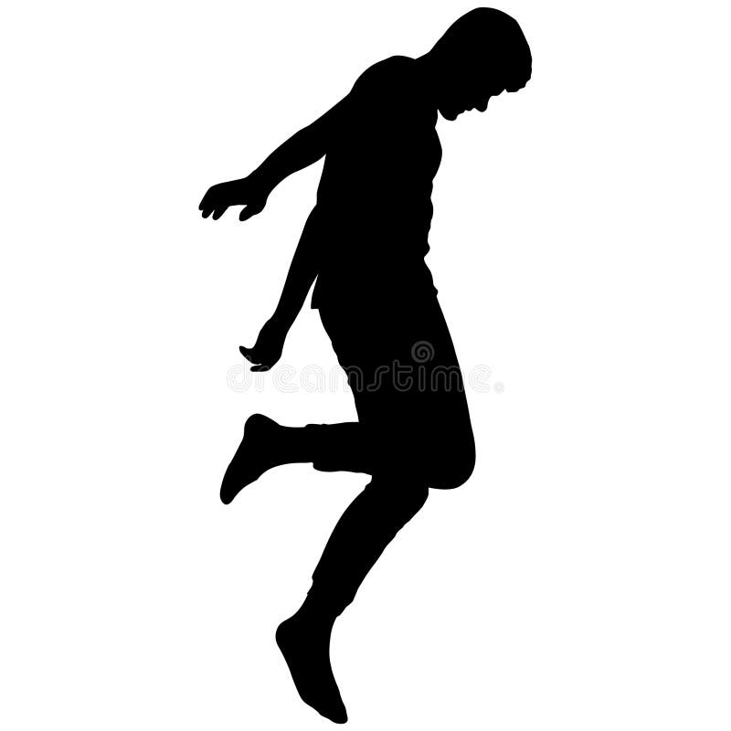Man Dancing in a Jump Isolated Silhouette, Front View Stock Vector ...