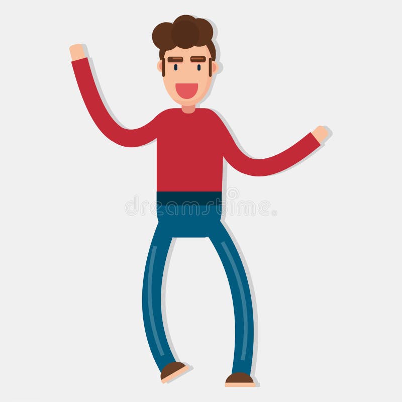 Man with Dancing Pose Isolated for Happy Expression Concept Vector ...