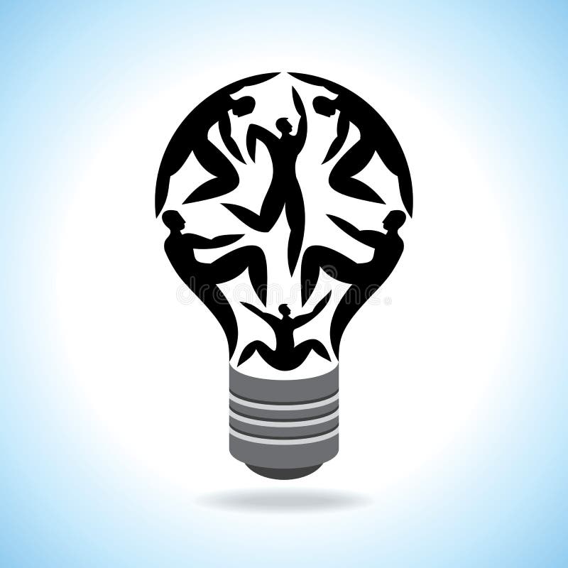 Man Dancing Shape in Light Bulb Stock Vector - Illustration of goal ...
