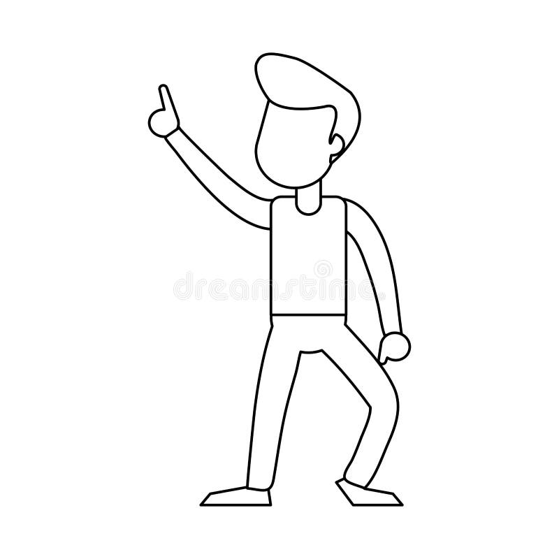 Man Dancing and Smiling Cartoon Black and White Stock Vector ...