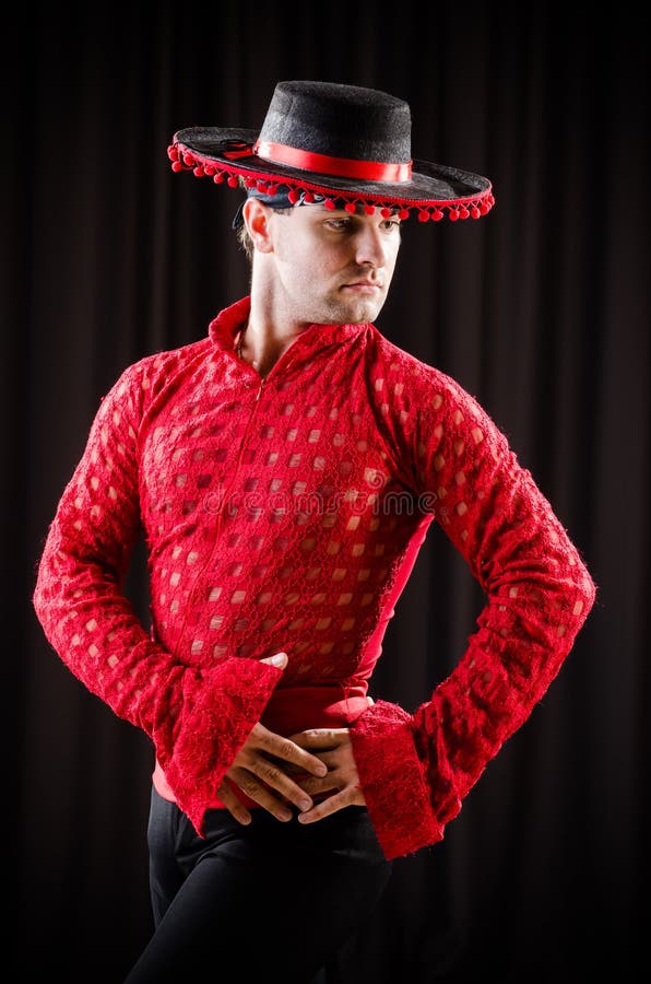 The Man Dancing Spanish Dance in Red Clothing Stock Photo - Image of ...