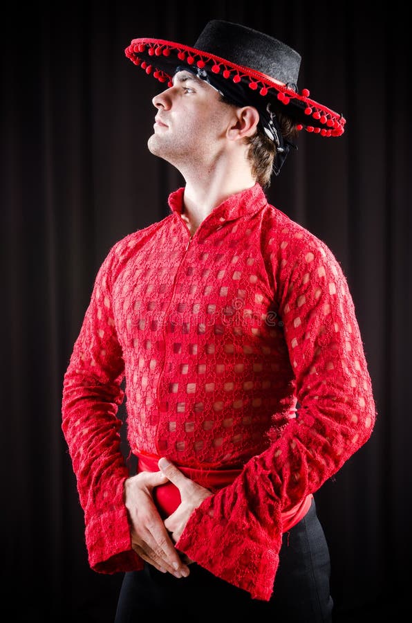 The Man Dancing Spanish Dance in Red Clothing Stock Photo - Image of ...