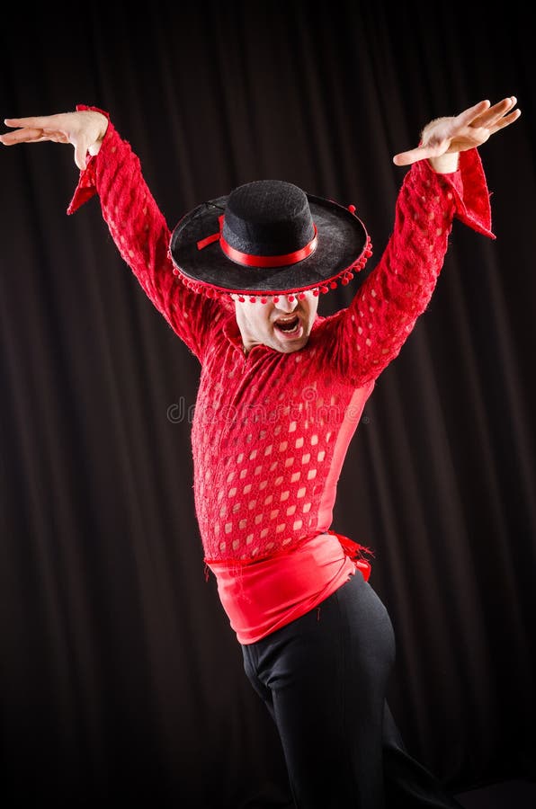 The Man Dancing Spanish Dance in Red Clothing Stock Photo - Image of ...