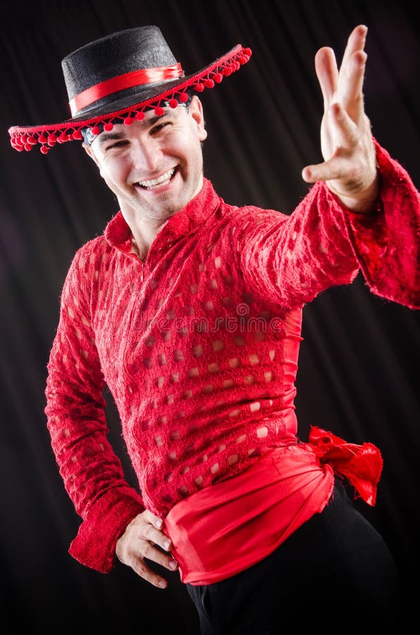 The Man Dancing Spanish Dance in Red Clothing Stock Photo - Image of ...