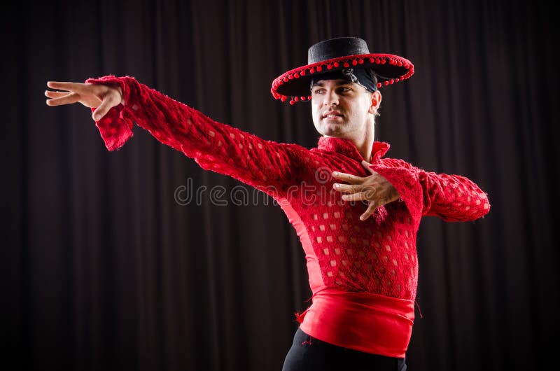 The Man Dancing Spanish Dance in Red Clothing Stock Photo - Image of ...
