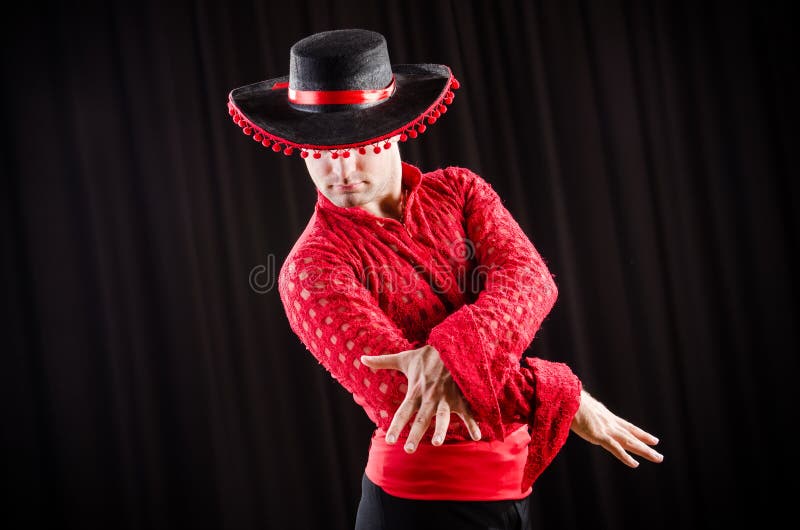 The Man Dancing Spanish Dance in Red Clothing Stock Photo - Image of ...