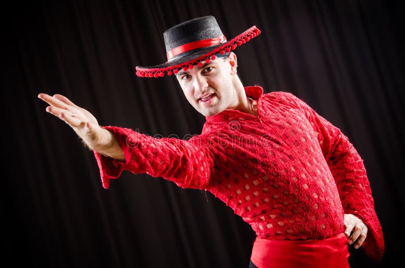 The Man Dancing Spanish Dance in Red Clothing Stock Photo - Image of ...
