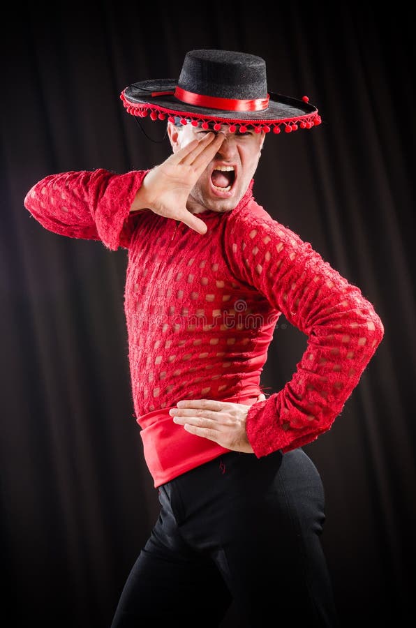 The Man Dancing Spanish Dance in Red Clothing Stock Photo - Image of ...