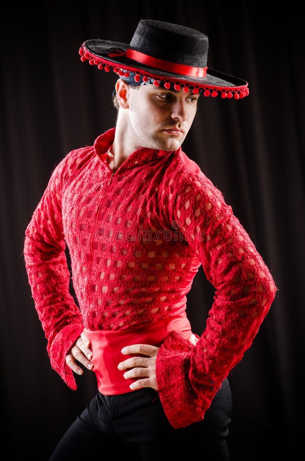 The Man Dancing Spanish Dance in Red Clothing Stock Photo - Image of ...