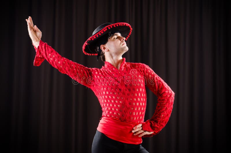 The Man Dancing Spanish Dance in Red Clothing Stock Photo - Image of ...