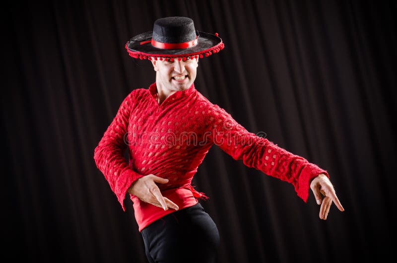 The Man Dancing Spanish Dance in Red Clothing Stock Photo - Image of ...