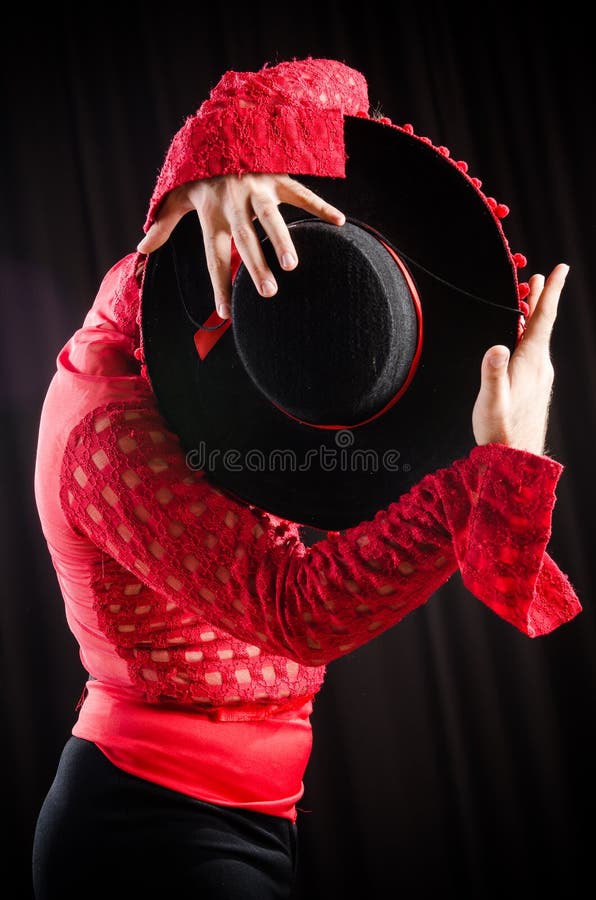 The Man Dancing Spanish Dance in Red Clothing Stock Photo - Image of ...