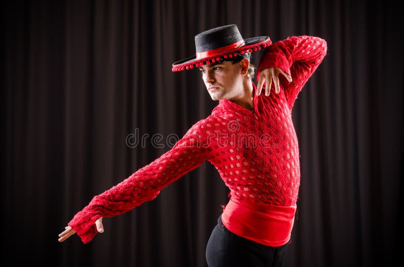 The Man Dancing Spanish Dance in Red Clothing Stock Photo - Image of ...