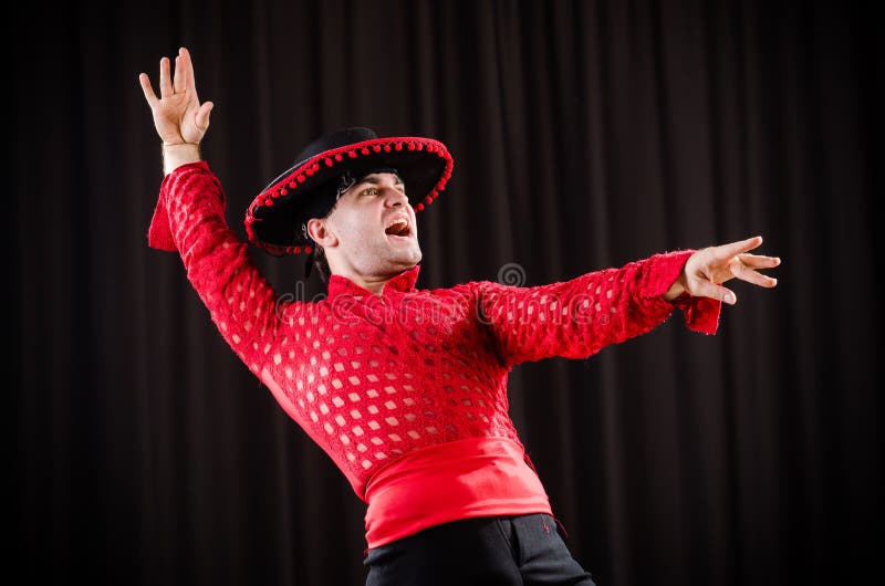 The Man Dancing Spanish Dance in Red Clothing Stock Photo - Image of ...