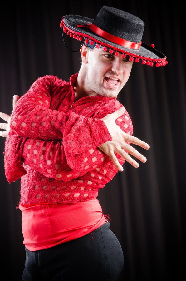 The Man Dancing Spanish Dance in Red Clothing Stock Photo - Image of ...
