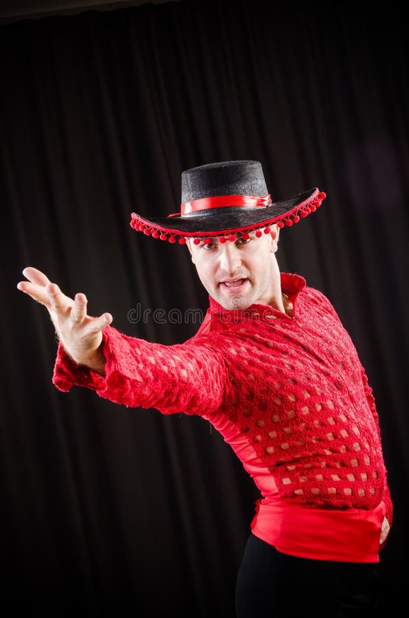 The Man Dancing Spanish Dance in Red Clothing Stock Photo - Image of ...