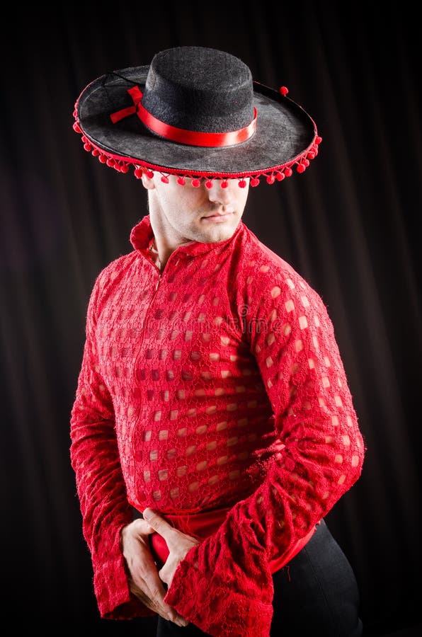 The Man Dancing Spanish Dance in Red Clothing Stock Image - Image of ...